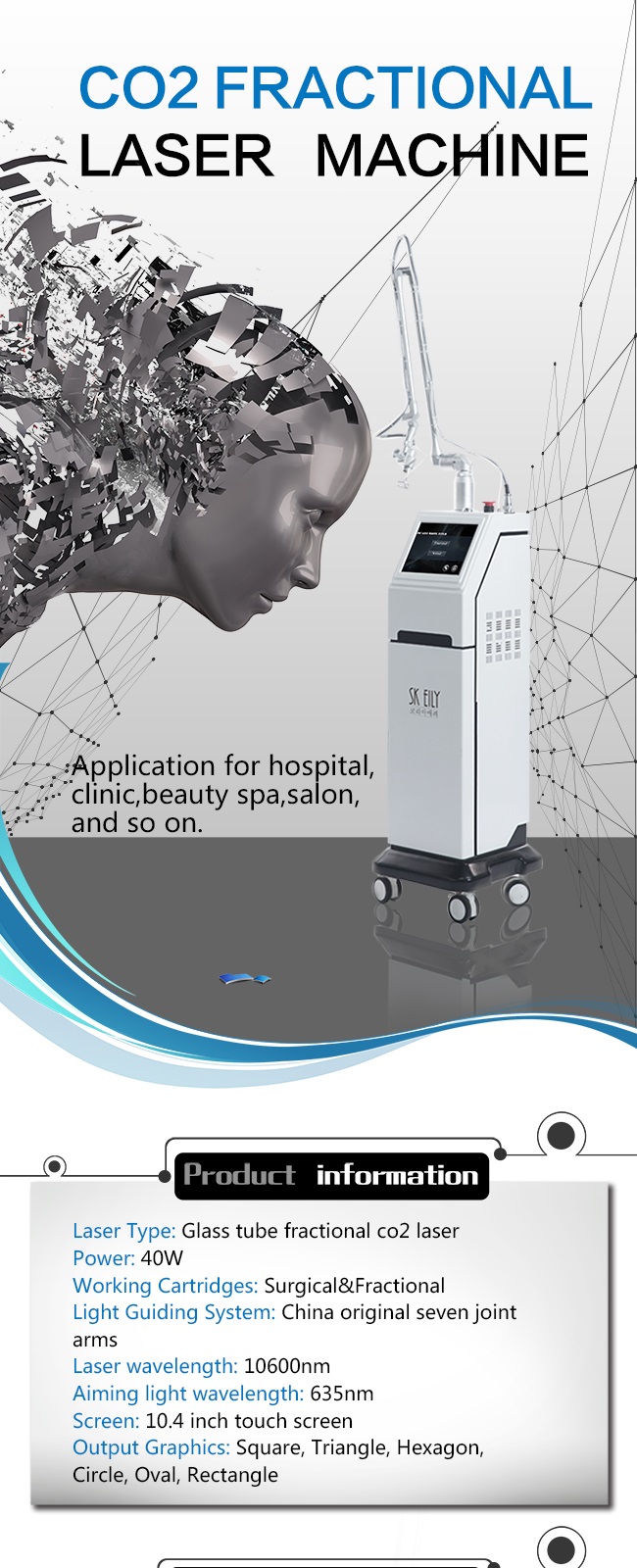 Wrinkle Removal Pixel Fractional Co2 Laser Machine 10600nm